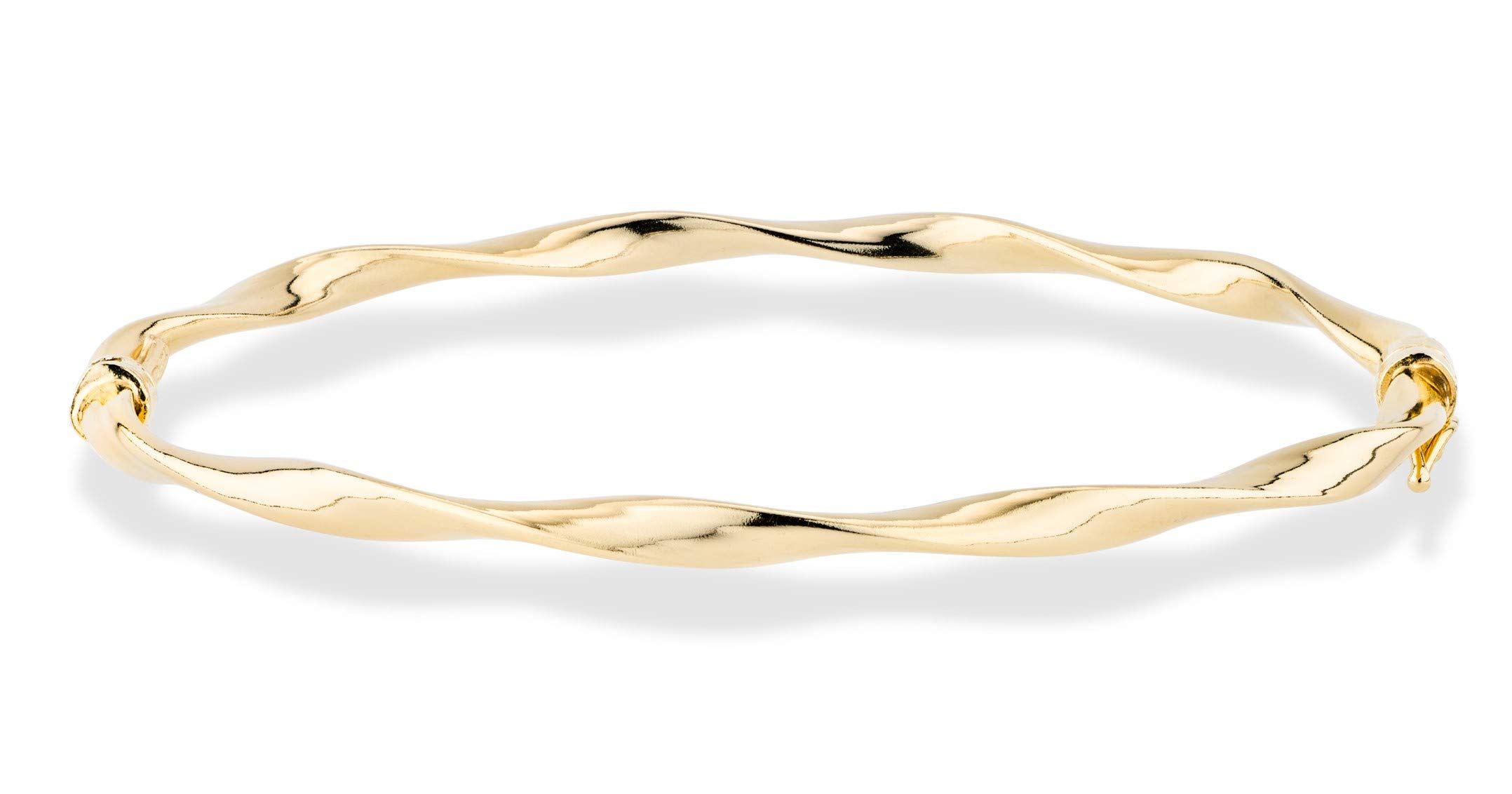 Miabella 18K Gold Over Sterling Silver Italian Oval Twist Hinged Bangle Bracelet for Women, 925 Made in Italy (Large - 8 Inches)