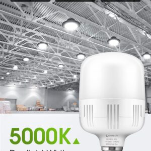 LOHAS Super Bright Light Bulbs, 250-300W Equivalent 3400LM E26 Garage LED Bulb, 5000K Daylight 30 Watt High Lumen LED Bulb w/E39 Adapter for Commercial Warehouse Workshop Factory Backyard Barn, 2 Pack