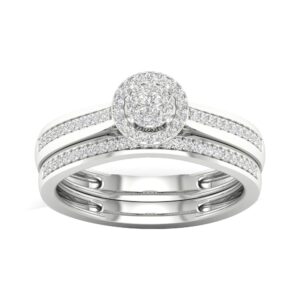 dzon sterling silver 1/5ct tdw diamond halo bridal set