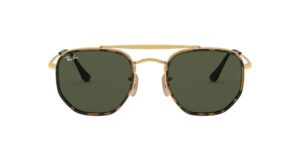 ray-ban rb3648m the marshal ii hexagonal sunglasses, gold/g-15 green, 52 mm