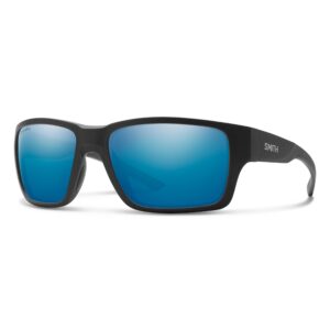 smith outback active sunglasses - matte black | chromapop polarized blue mirror