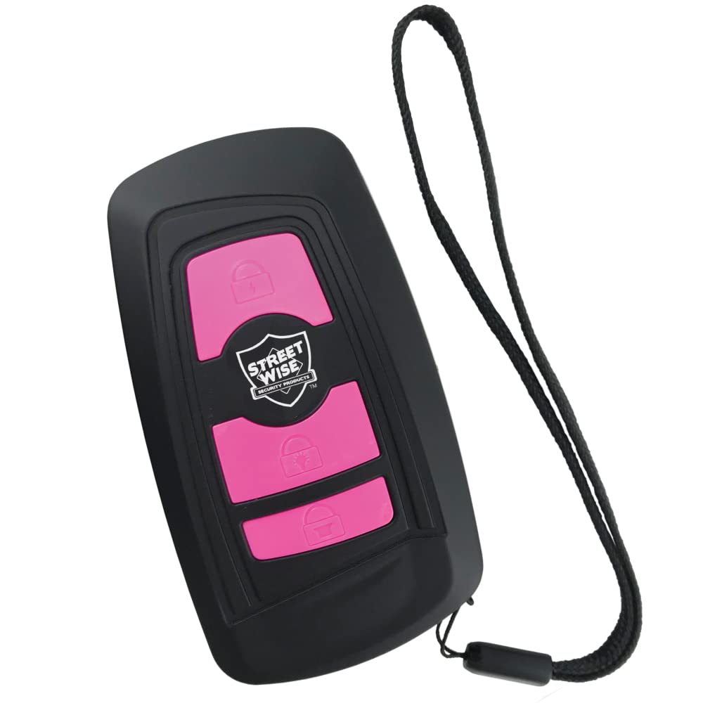 Streetwise Car Key FOB Stun Gun for Self Defense Keychain with Alarm, LED Flashlight, and Safety Switch - Razor 23,000,000* Pink