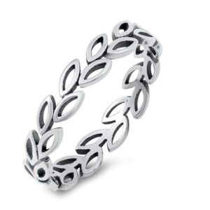 polished cutout leaf vine ring new .925 sterling silver band size 6