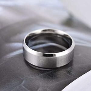 NEXT FASHION Jewelry 8mm Stainless Steel Black Wedding Rings Bands for Mens and Womens - Comfort Fit Sizes 7-13 (Silver, 9)