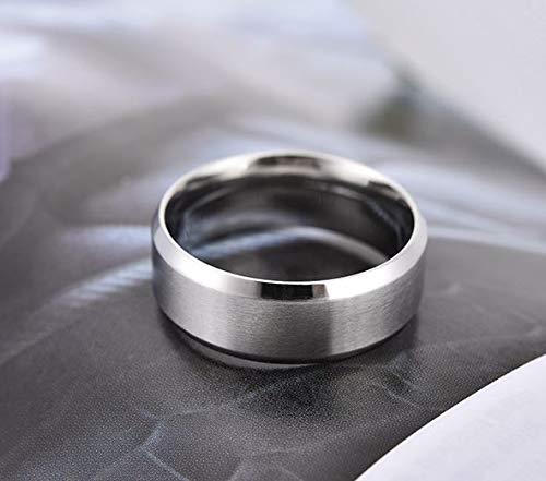 NEXT FASHION Jewelry 8mm Stainless Steel Black Wedding Rings Bands for Mens and Womens - Comfort Fit Sizes 7-13 (Silver, 9)