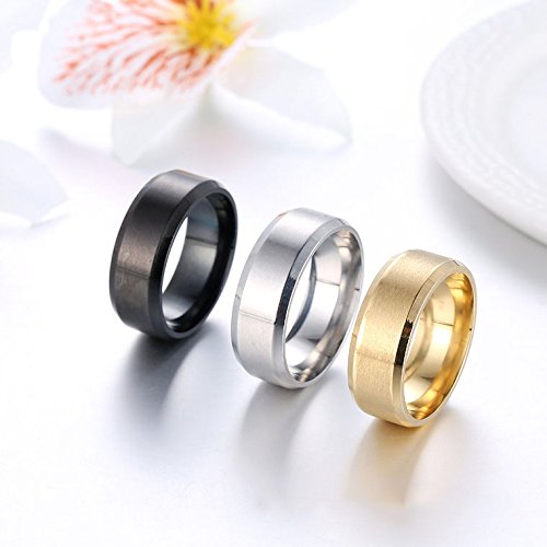 NEXT FASHION Jewelry 8mm Stainless Steel Black Wedding Rings Bands for Mens and Womens - Comfort Fit Sizes 7-13 (Silver, 9)