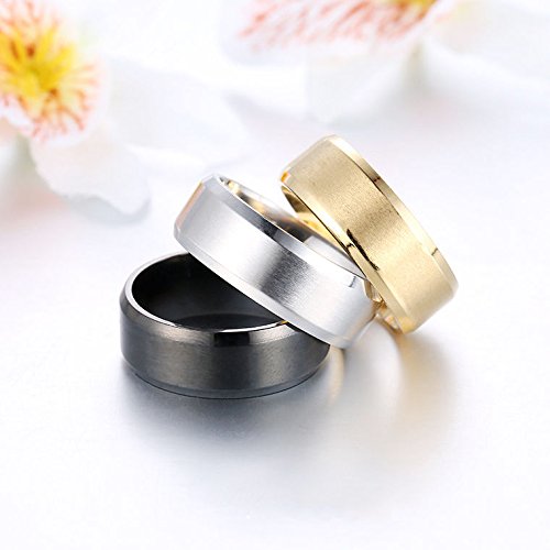 NEXT FASHION Jewelry 8mm Stainless Steel Black Wedding Rings Bands for Mens and Womens - Comfort Fit Sizes 7-13 (Silver, 9)