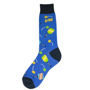 foot traffic - men's sports-themed socks, fits men's shoe sizes 7-12 (pickleball)