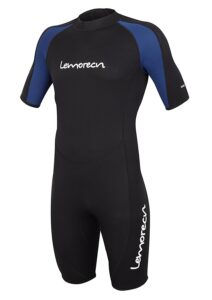 lemorecn wetsuits adult's premium neoprene diving suit 3mm shorty jumpsuit (3035blackbluel)