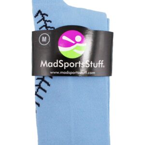 MadSportsStuff Softball Socks with Stitches Over the Calf (Columbia Blue/Navy, Small)