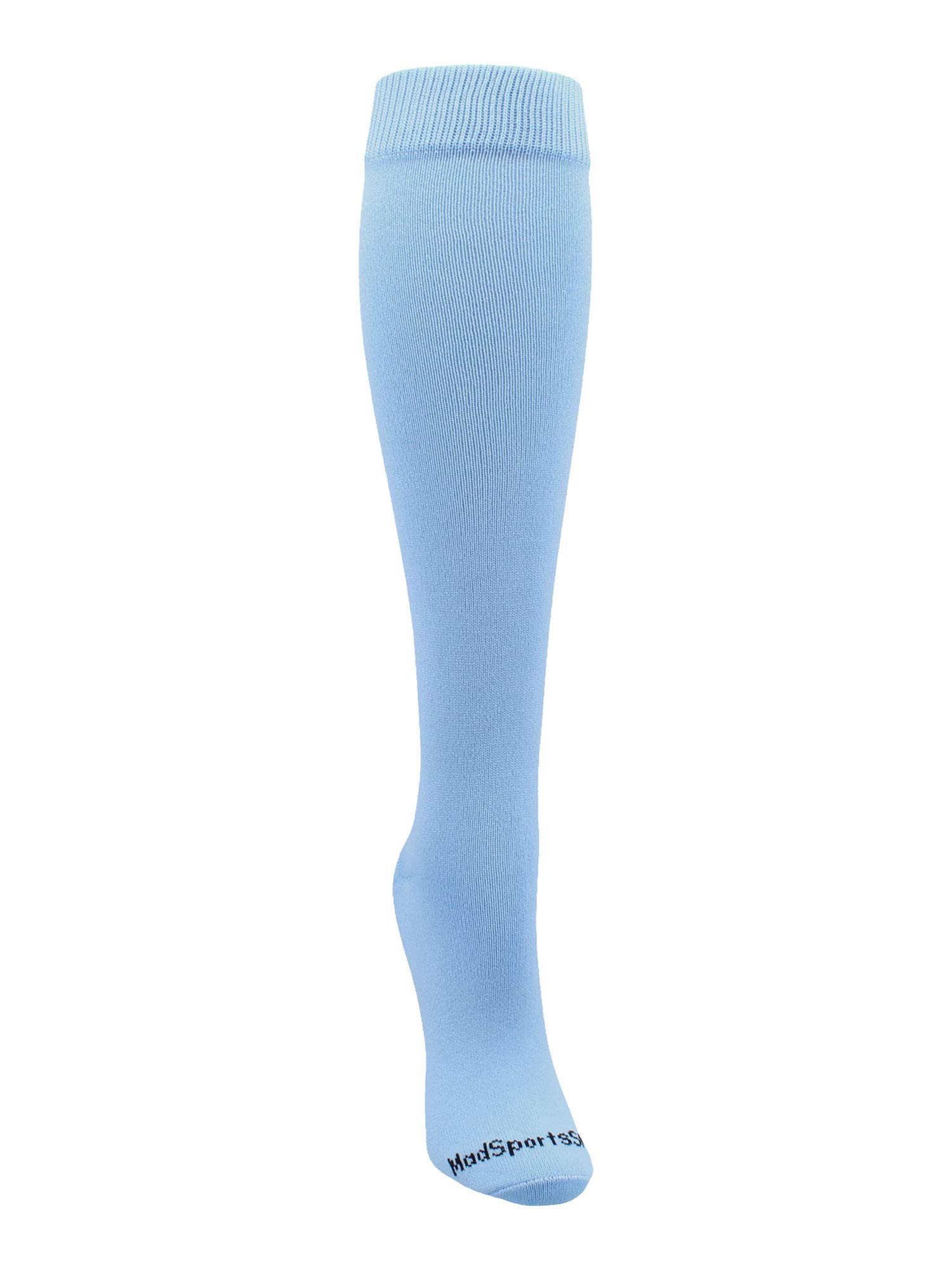 MadSportsStuff Softball Socks with Stitches Over the Calf (Columbia Blue/Navy, Small)