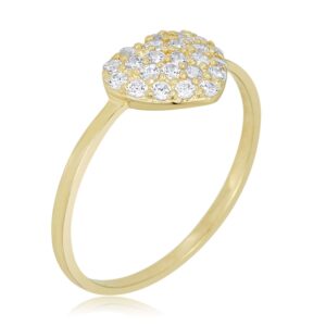 avora 10k yellow gold simulated diamond cz wrapped in love heart cluster fashion ring - size 7