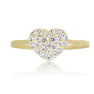 AVORA 10K Yellow Gold Simulated Diamond CZ Wrapped in Love Heart Cluster Fashion Ring - Size 7