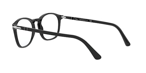 Persol PO3007VM Square Prescription Eyewear Frames, Black/Demo Lens, 50 mm