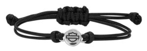 harley-davidson women's bar & shield outline circle wax cord bracelet hdb0404