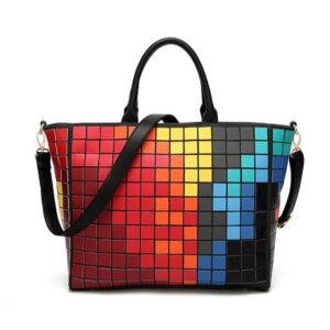 fashion geometric mosaic women bag diamond folding messenger bag female shoulder bao bags