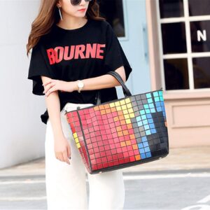 Fashion Geometric Mosaic Women Bag Diamond Folding Messenger Bag Female Shoulder Bao Bags