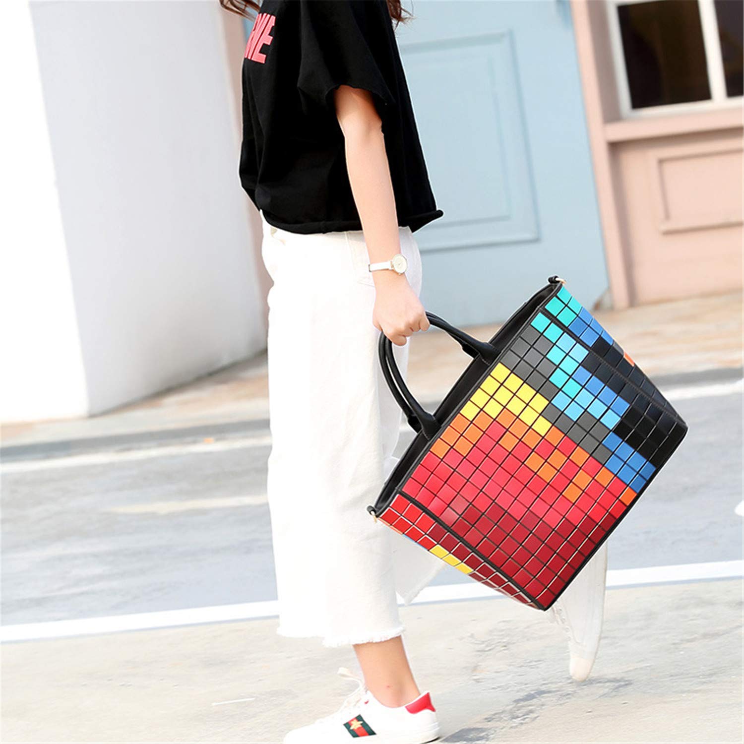 Fashion Geometric Mosaic Women Bag Diamond Folding Messenger Bag Female Shoulder Bao Bags