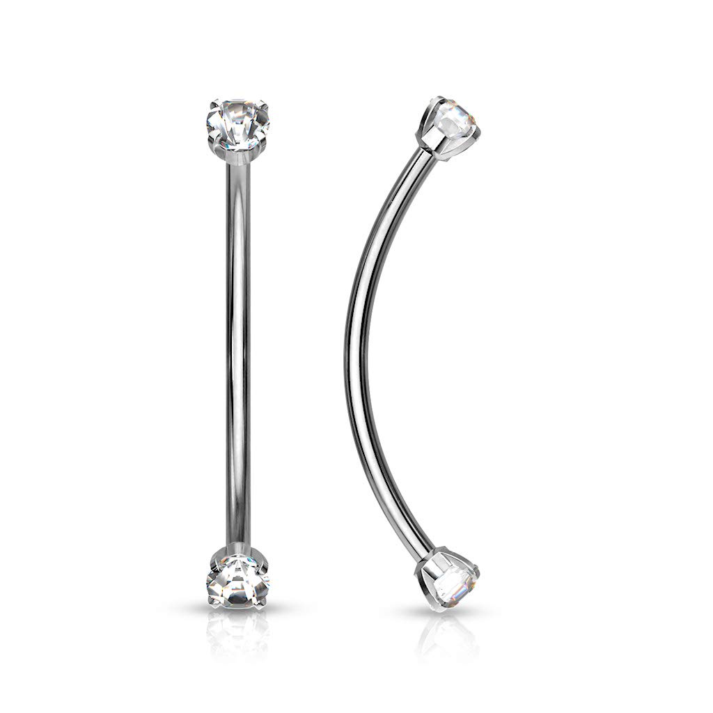 16G-7ZACC Curved Barbell Christina Vertical Hood VCH Heart Jewelry Piercing 1/2 (SILVER) use for eyebrow