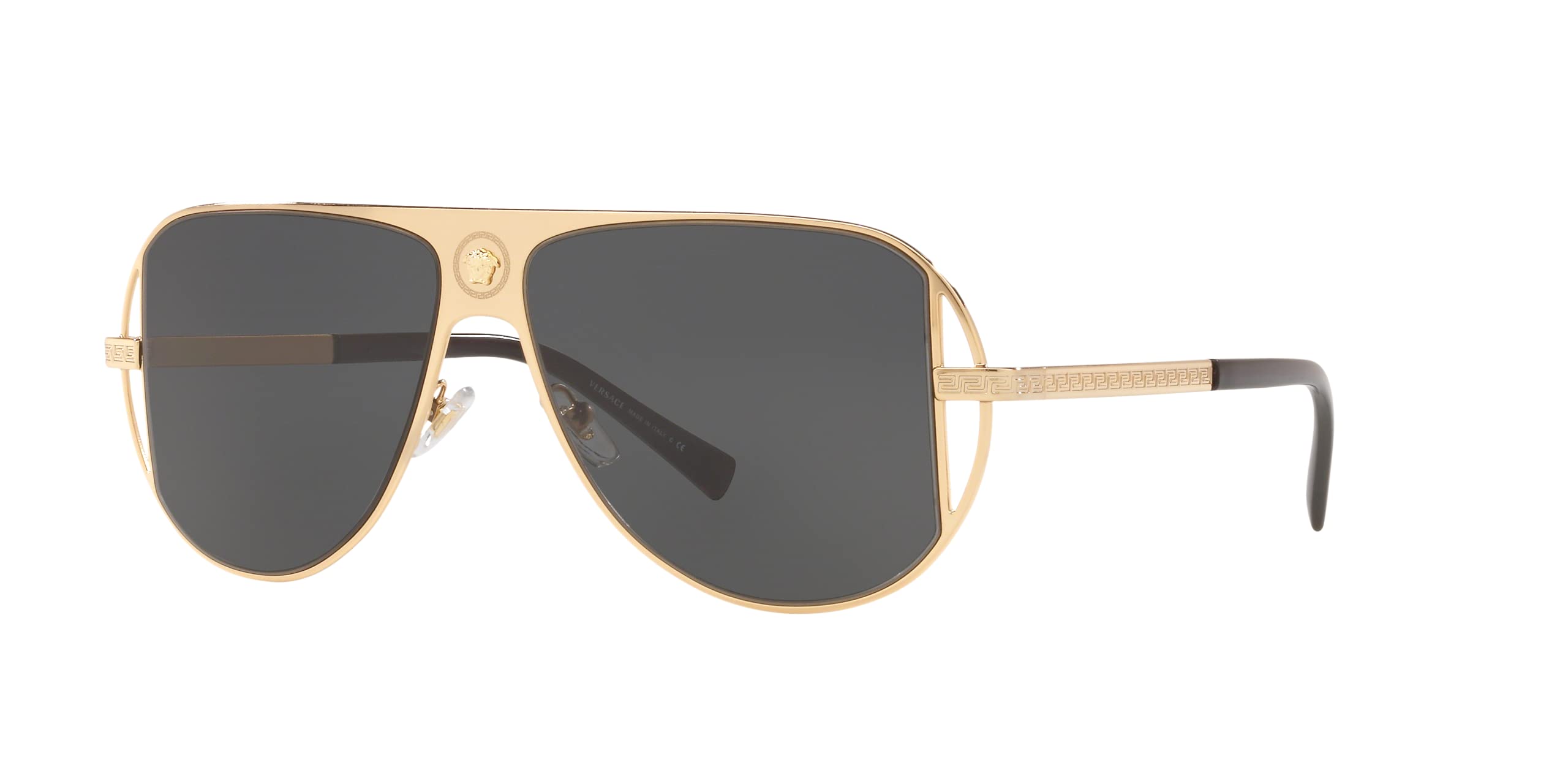 Versace Man Sunglasses Gold Frame, Brown Mirror Gold Lenses, 57MM