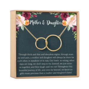 dear ava infinity interlocking double circle connecting necklace for women - modern jewelry pendant love gifting idea for her with heartfelt card - birthday gift for mother and daughter gold