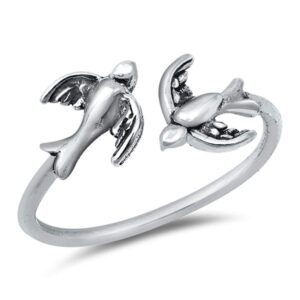 wholesale open double bird animal ring new .925 sterling silver band size 10