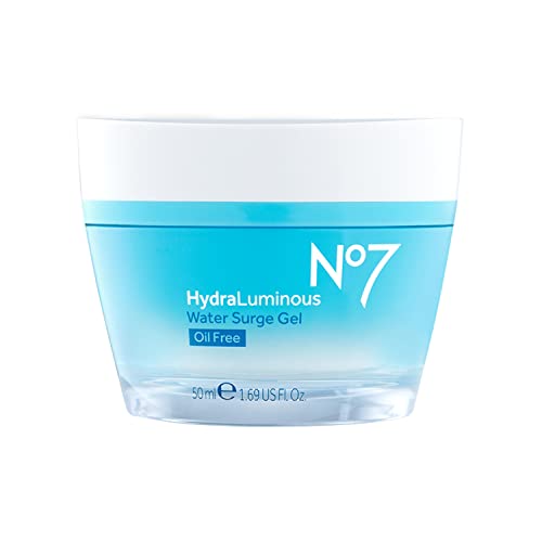 No7 Hydraluminous Water Surge Face Gel - Oil Free Moisturizer with Vitamin C + Vitamin E - Gel Face Moisturizer for Oily Skin with Pollution Shield Technology (50ml)