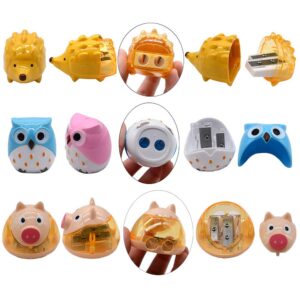 Cartoon Animal Pencil Sharpeners, Cute Two-Holes Plastic Pencil Sharpener, School Student Stationery Supplies (Set of 16)