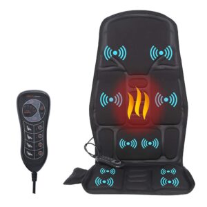 slothmore idodo vibration back massage cushion, massager chair pad with heat, 10 vibrating motors & heating therapy to release stress and fatigue for car use, home or office