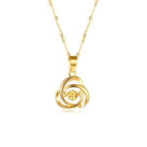 sisgem 18k yellow gold love knot pendant necklace for women, real 18 karat gold anniversary jewelry for wife, birthday gifts for mother, present for her, 18"