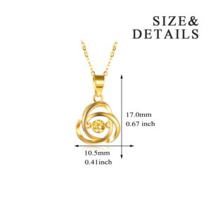 SISGEM 18k Yellow Gold Love Knot Pendant Necklace for Women, Real 18 Karat Gold Anniversary Jewelry for Wife, Birthday Gifts for Mother, Present for Her, 18"