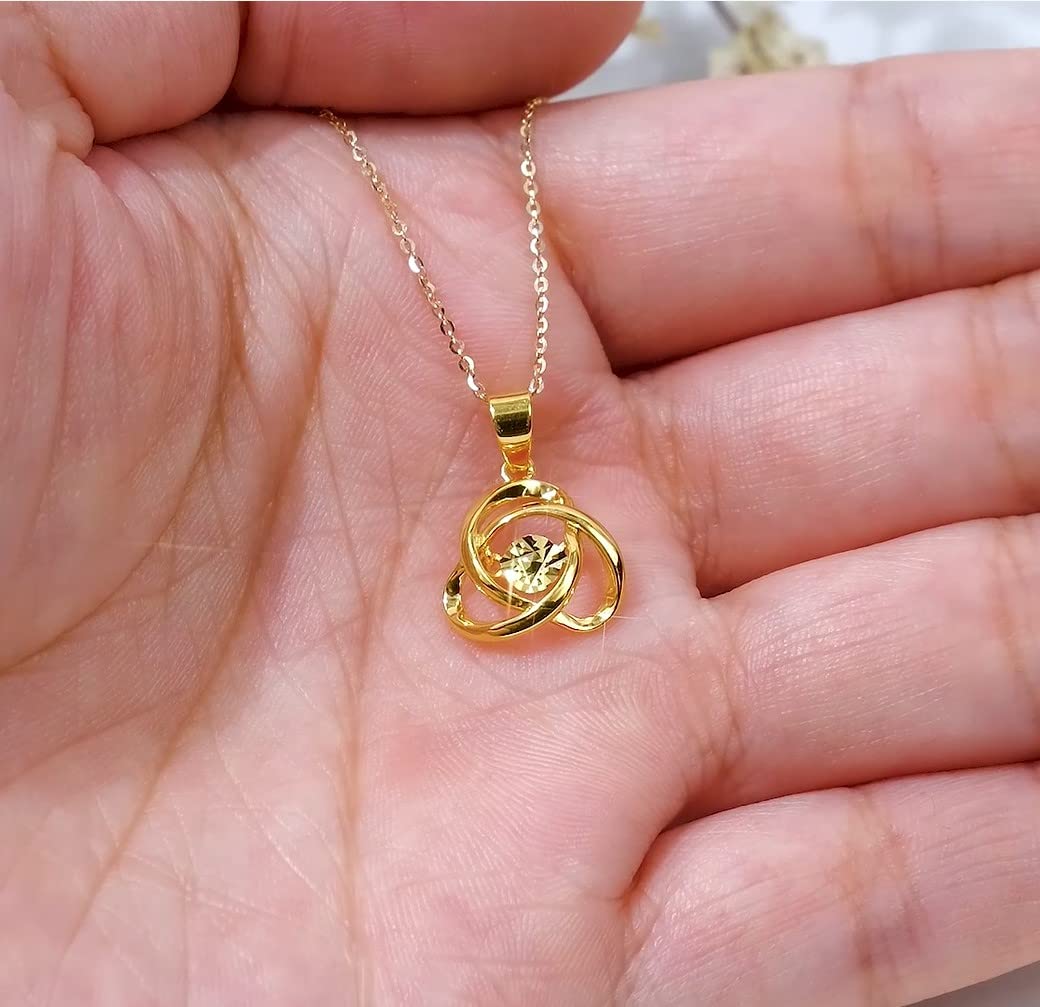 SISGEM 18k Yellow Gold Love Knot Pendant Necklace for Women, Real 18 Karat Gold Anniversary Jewelry for Wife, Birthday Gifts for Mother, Present for Her, 18"