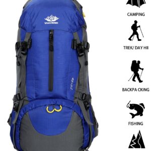 Esup 50L Hiking Backpack Men Camping Backpack with rain cover 45l+5l Lightweight Backpacking Backpack Travel Backpack (Sky Blue)