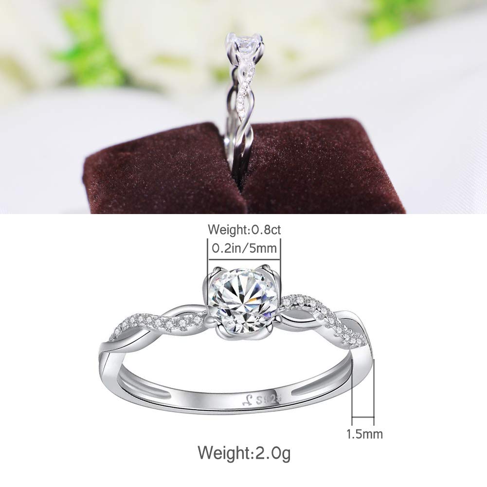 Presentski Solitaire Engagement Promise Ring Cubic Zirconia 925 Sterling Silver Jewelry Wedding Infinity Bands for Women