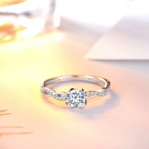 Presentski Solitaire Engagement Promise Ring Cubic Zirconia 925 Sterling Silver Jewelry Wedding Infinity Bands for Women