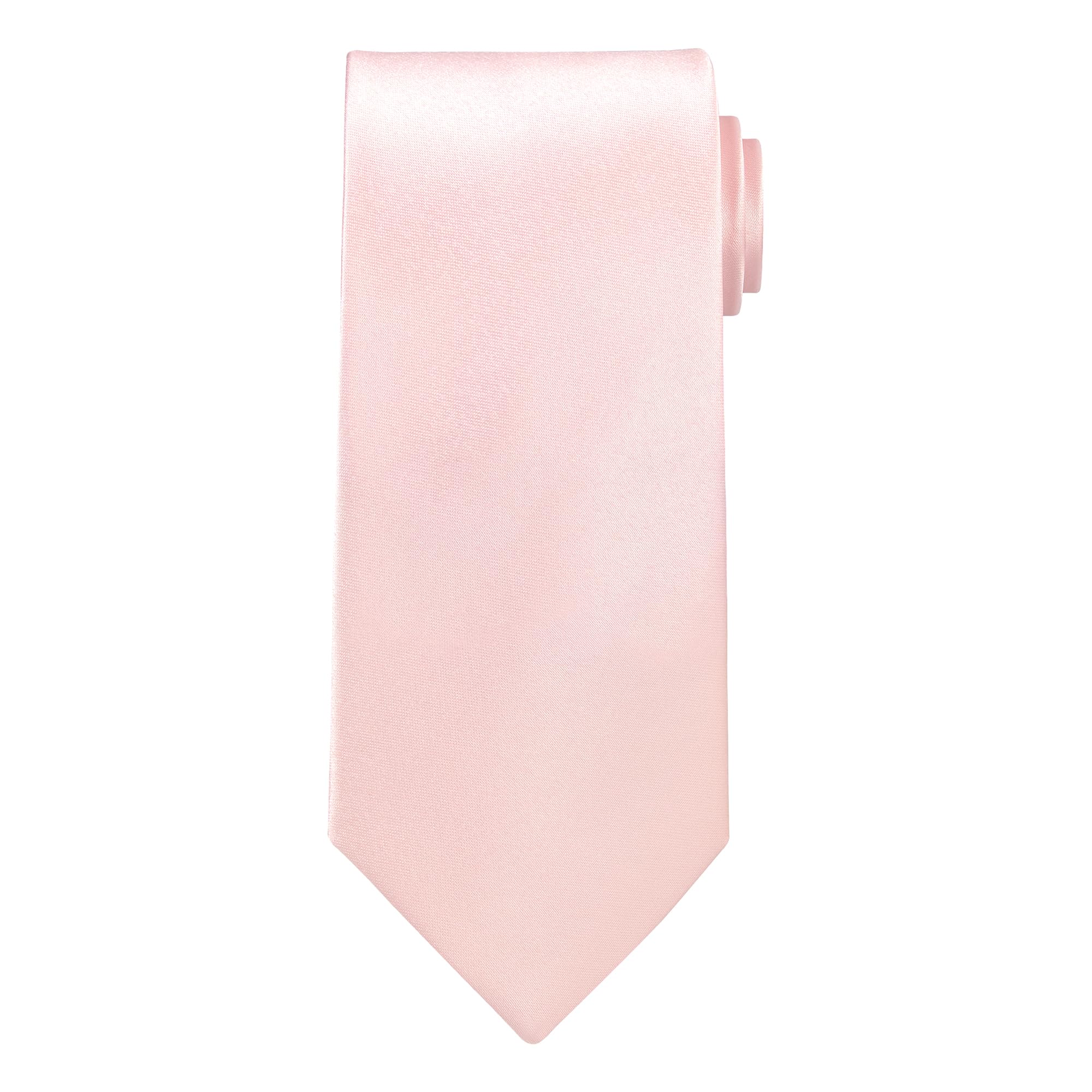 TIE G 5pcs Tie Set in Gift Box : Solid Color Necktie, Satin Bow Tie, Pocket Square, Lapel, Cuff Links (Blush Pink)