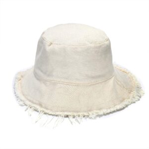 boderier sun hats for women summer casual wide brim cotton bucket hat beach vacation travel accessories (beige)