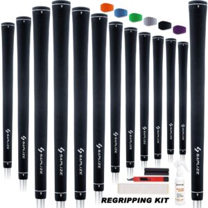 saplize rubber golf grips, 13 set with complete regripping kit, standard size, golf club grips, black