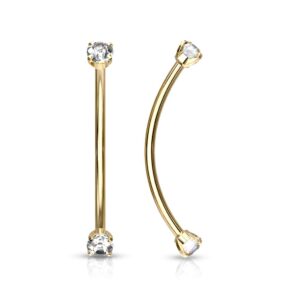 16g-7zacc curved barbell christina vertical hood vch heart jewelry piercing 1/2 (gold) use for eyebrow