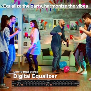 MUSYSIC MU-EQ15B Professional Dual 15-Band Stereo Graphic Digital Equalizer Crystal Clear Sound Quality, Versatile Connectivity Equalizer Home Audio Includes 1-Year Warranty