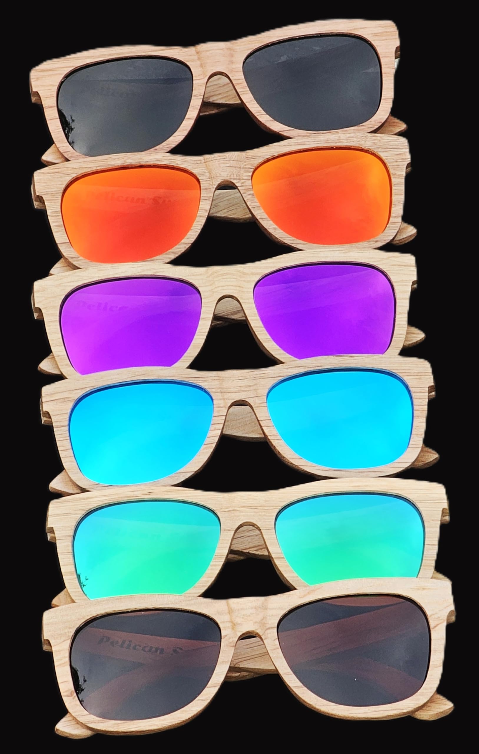 Pelican Sunwear Wood Sunglasses | Polarized | Vintage Wooden Frame | 100% UVA/UVB Protection | Bamboo Case | Men Women