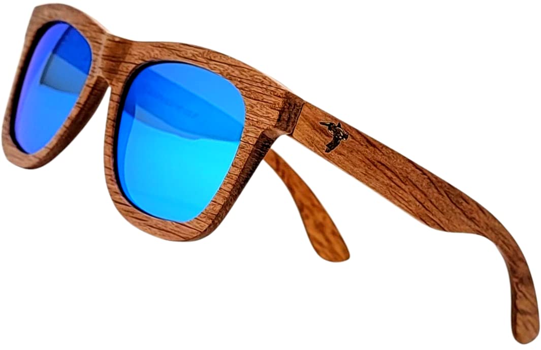 Pelican Sunwear Wood Sunglasses | Polarized | Vintage Wooden Frame | 100% UVA/UVB Protection | Bamboo Case | Men Women