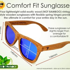 Pelican Sunwear Wood Sunglasses | Polarized | Vintage Wooden Frame | 100% UVA/UVB Protection | Bamboo Case | Men Women