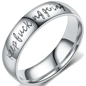 jude jewelers 6mm stainless steel keep fucking going inspirational encouragement wedding band ring (silver, 9)