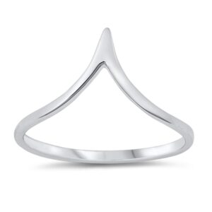 cute elegant chevron point triangle ring new .925 sterling silver band size 3