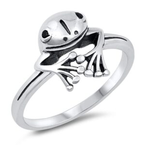 wholesale cute smiling treefrog animal frog ring new .925 sterling silver band size 6