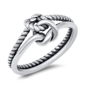 cute nautical double rope knot promise ring new .925 sterling silver band size 8