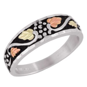 black hills gold ladies antiqued band in sterling silver