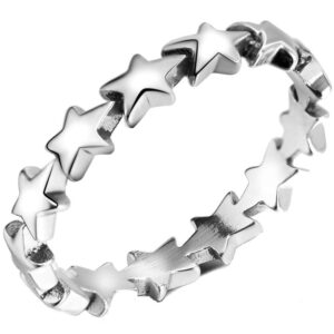 jude jewelers stainless steel star shaped stackable wedding engagement promise statement band ring (silver, 8)