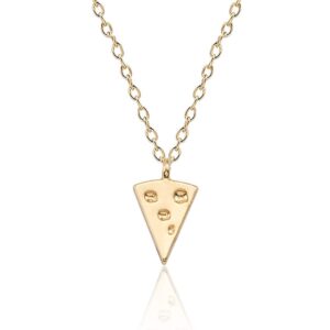 yooestores82 yooe cute geometric triangle cheese pendant necklace,creative pizza stitching chain good friend soul sister necklace (gold)